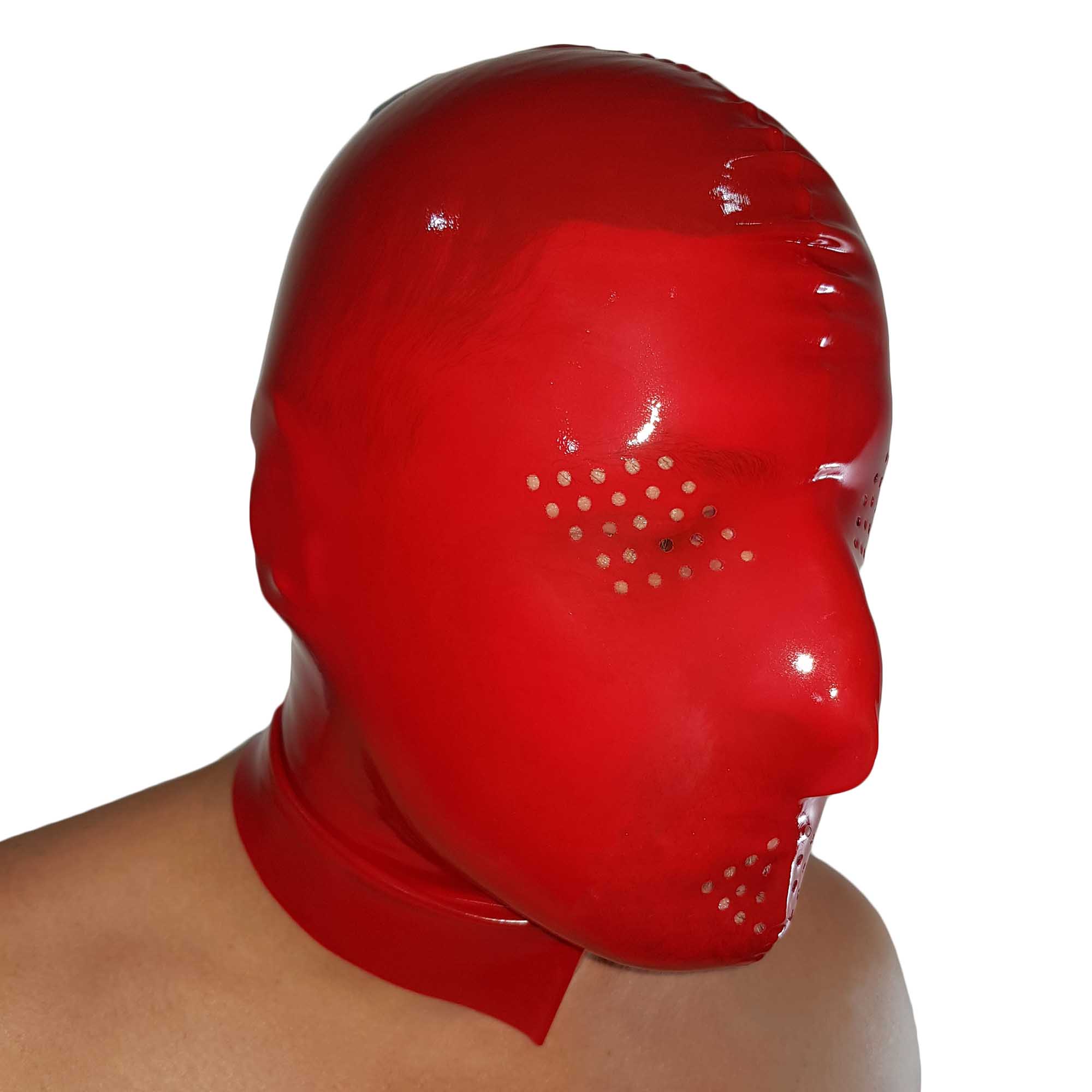 Brand New Perforated Red Latex Rubber Gummi Hood Mask (one size) | eBay